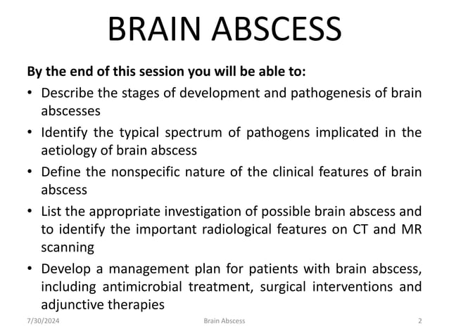 brain abscess explained in details, management | PPTX | Ear, Nose and Throat Conditions ...