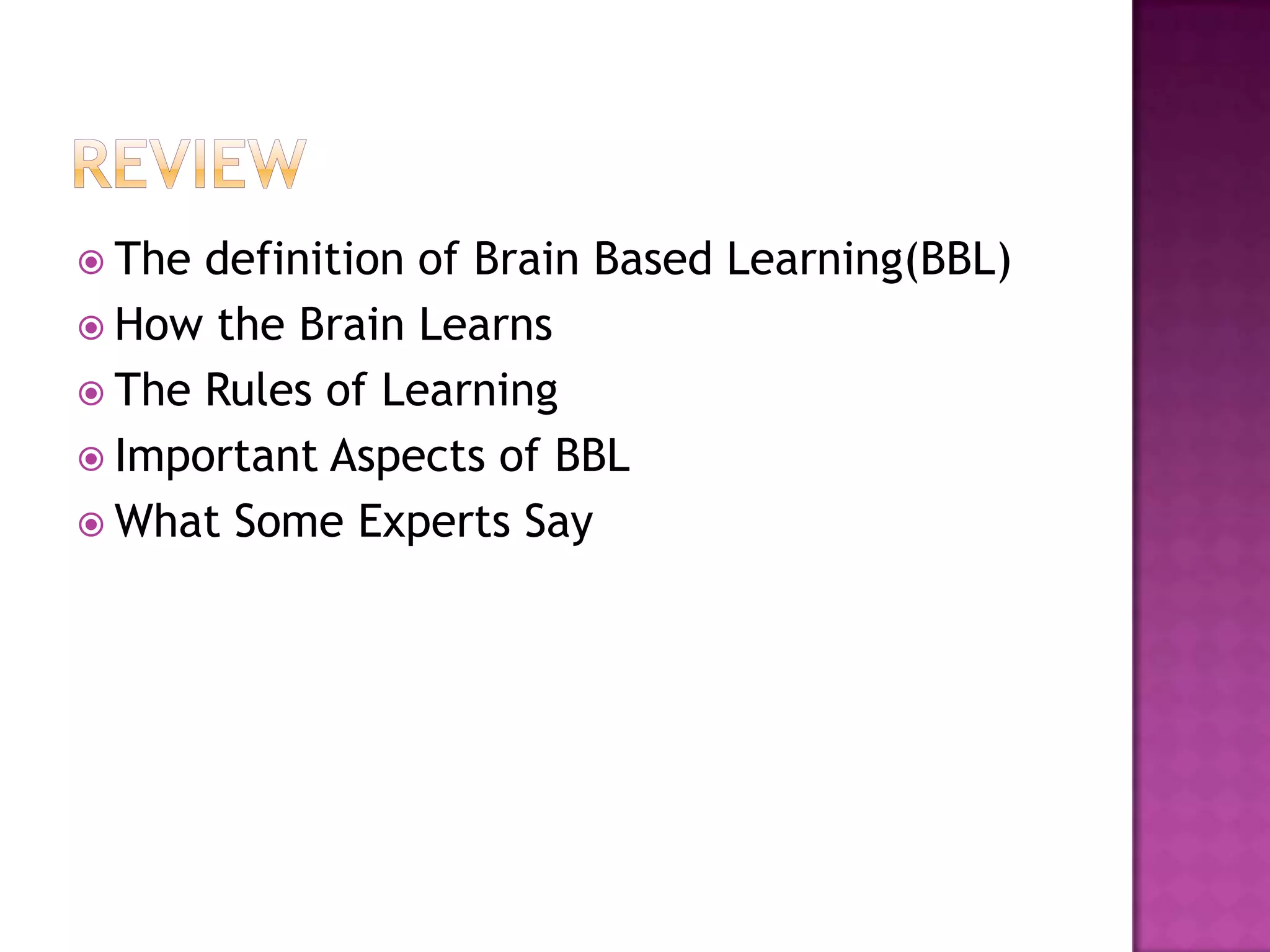 Brain-Based Learning | PPTX