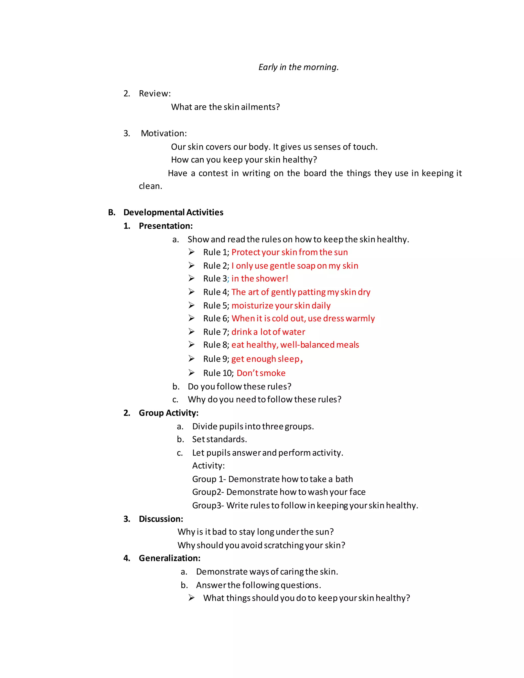 LESSON PLAN for BRAIN BASED | DOCX