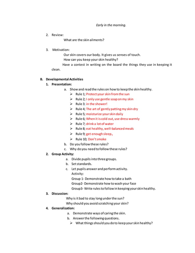 LESSON PLAN for BRAIN BASED | DOCX | Bath and Shower | Personal Care