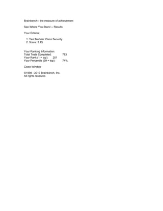 Brainbench The Measure Of Achievement | PDF