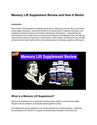 Memory Lift Supplement Reviews 2025: What It Is and How It Works | PDF