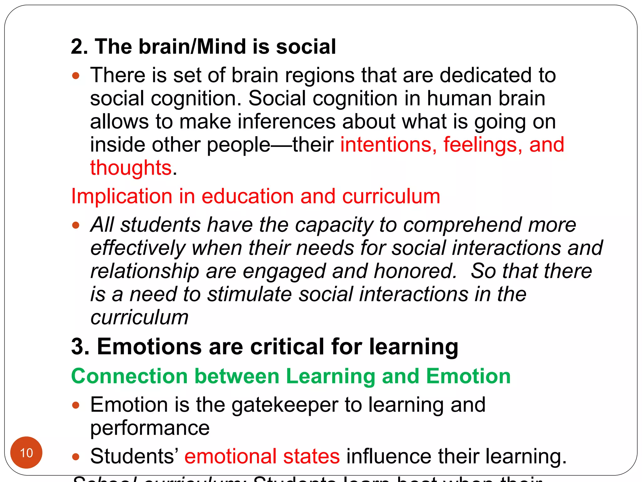 Brain compatible curriculum | PPTX