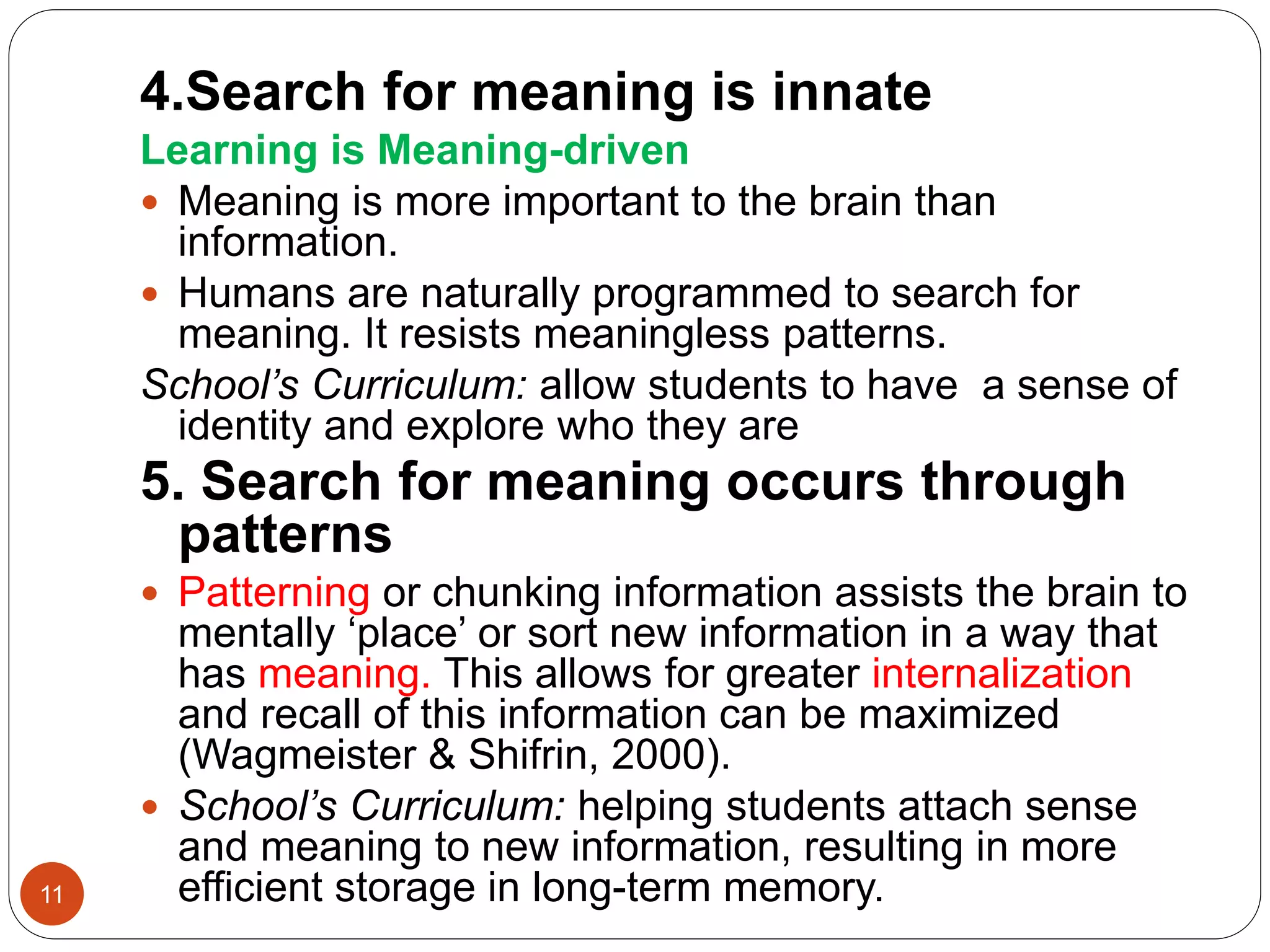 Brain compatible curriculum | PPTX