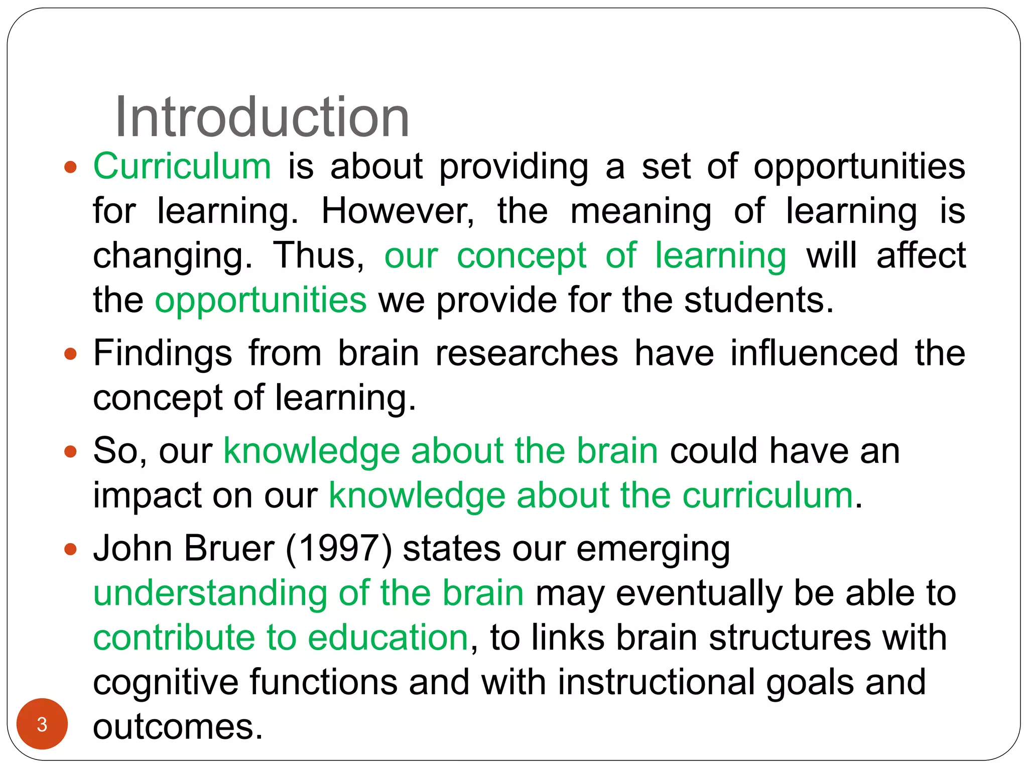 Brain compatible curriculum | PPTX