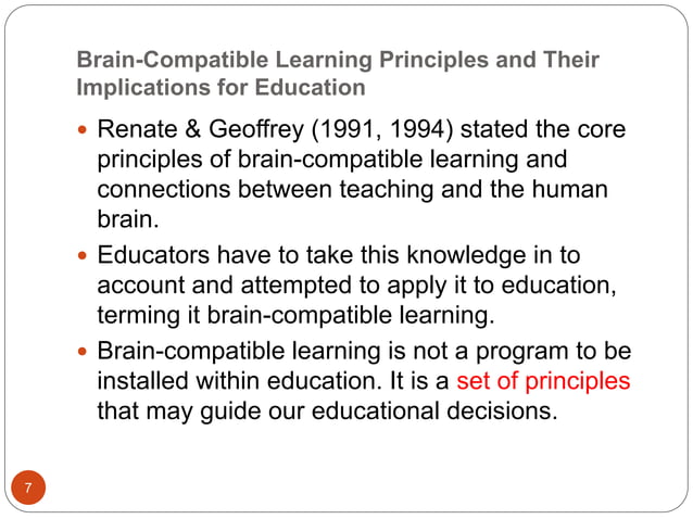 Brain compatible curriculum | PPTX