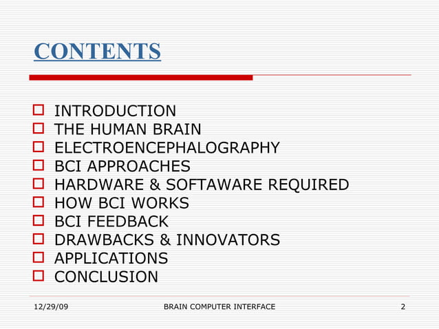 Brain Computer Interface | PPT | Brain and Nervous System Disorders ...