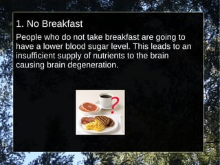 Brain damaging habits | ODP | Brain and Nervous System Disorders ...