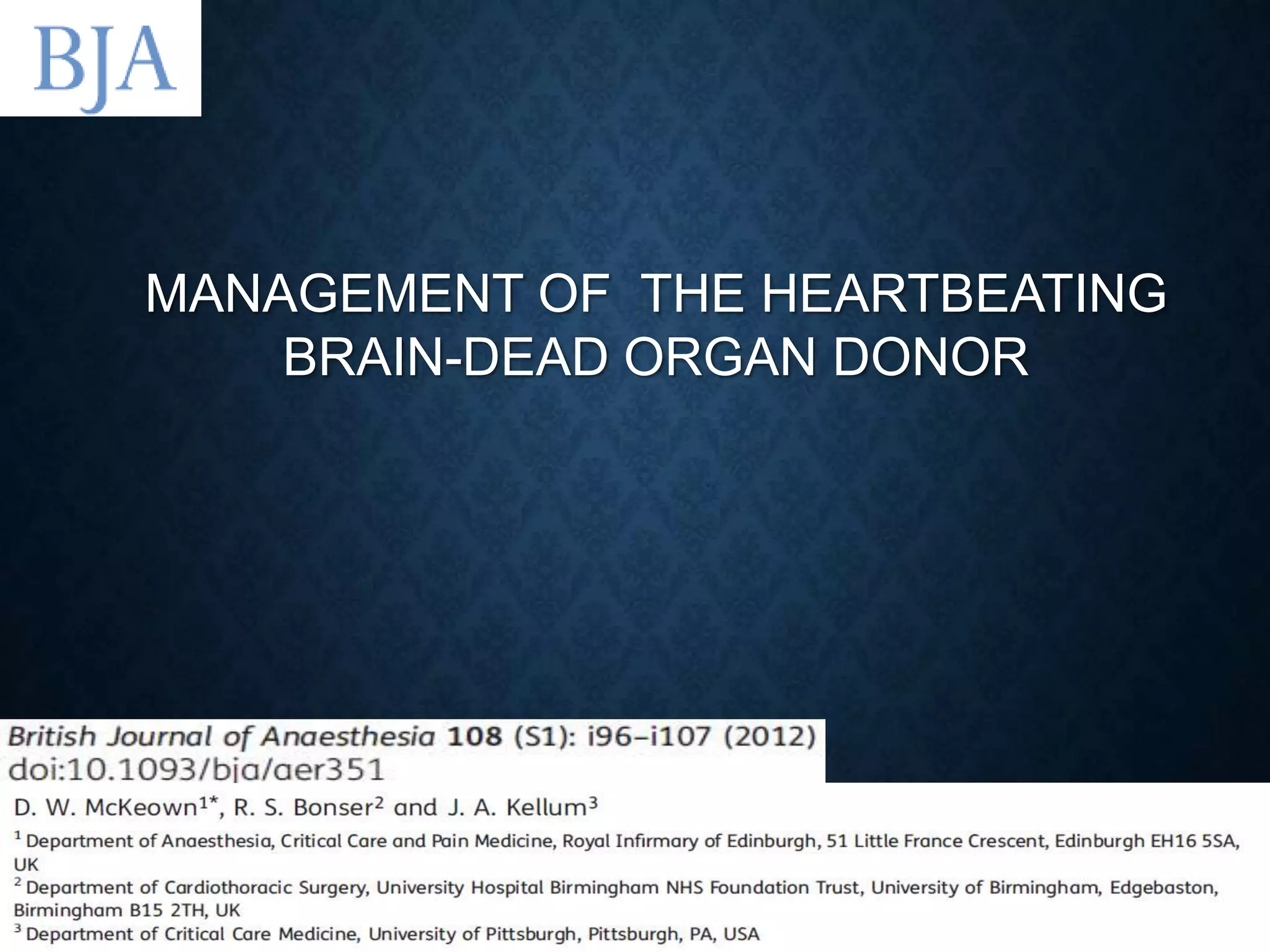 Brain Death and Preparation for Organ Donation | PPTX