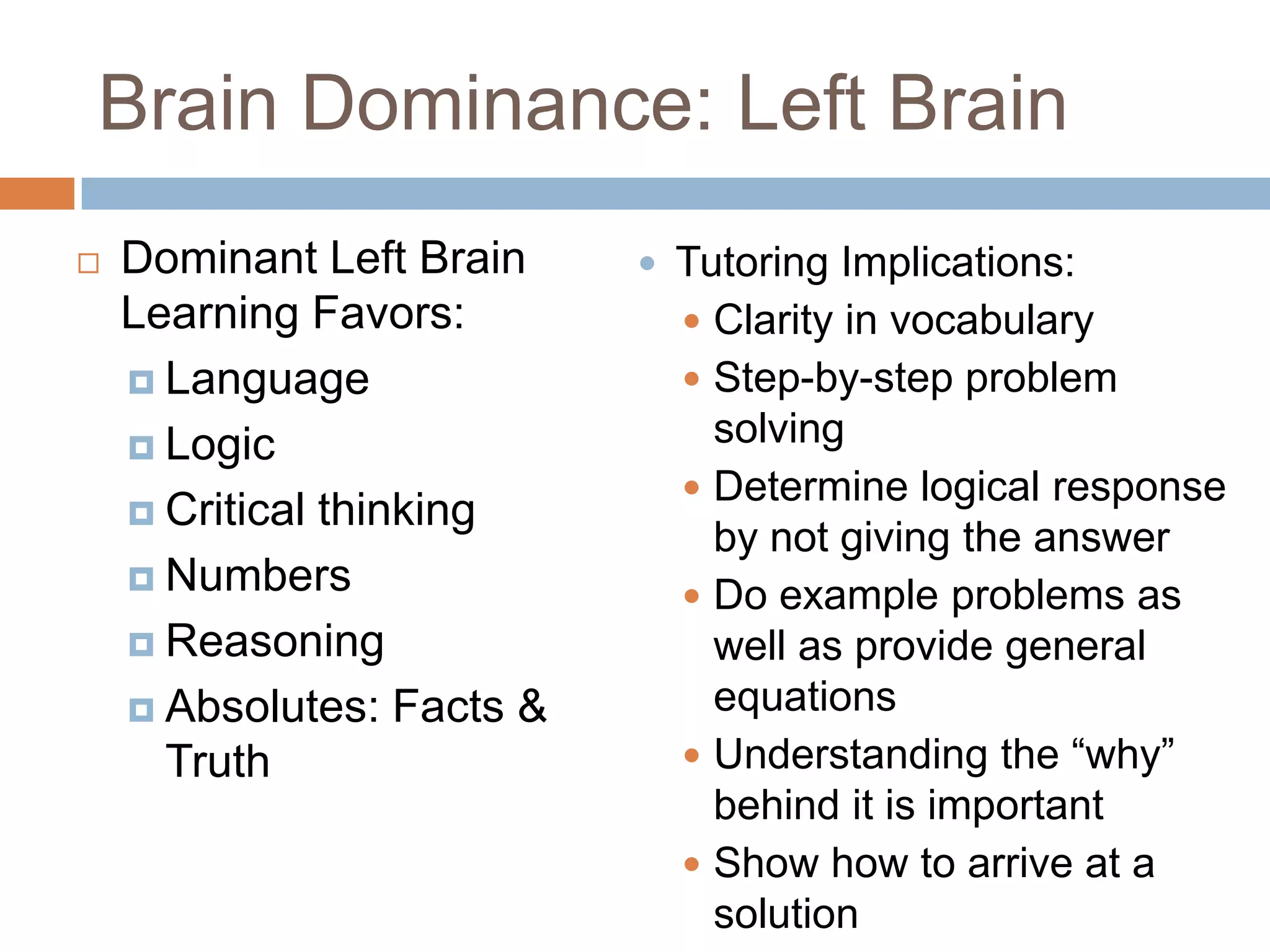 Brain Dominance Learning | PPTX