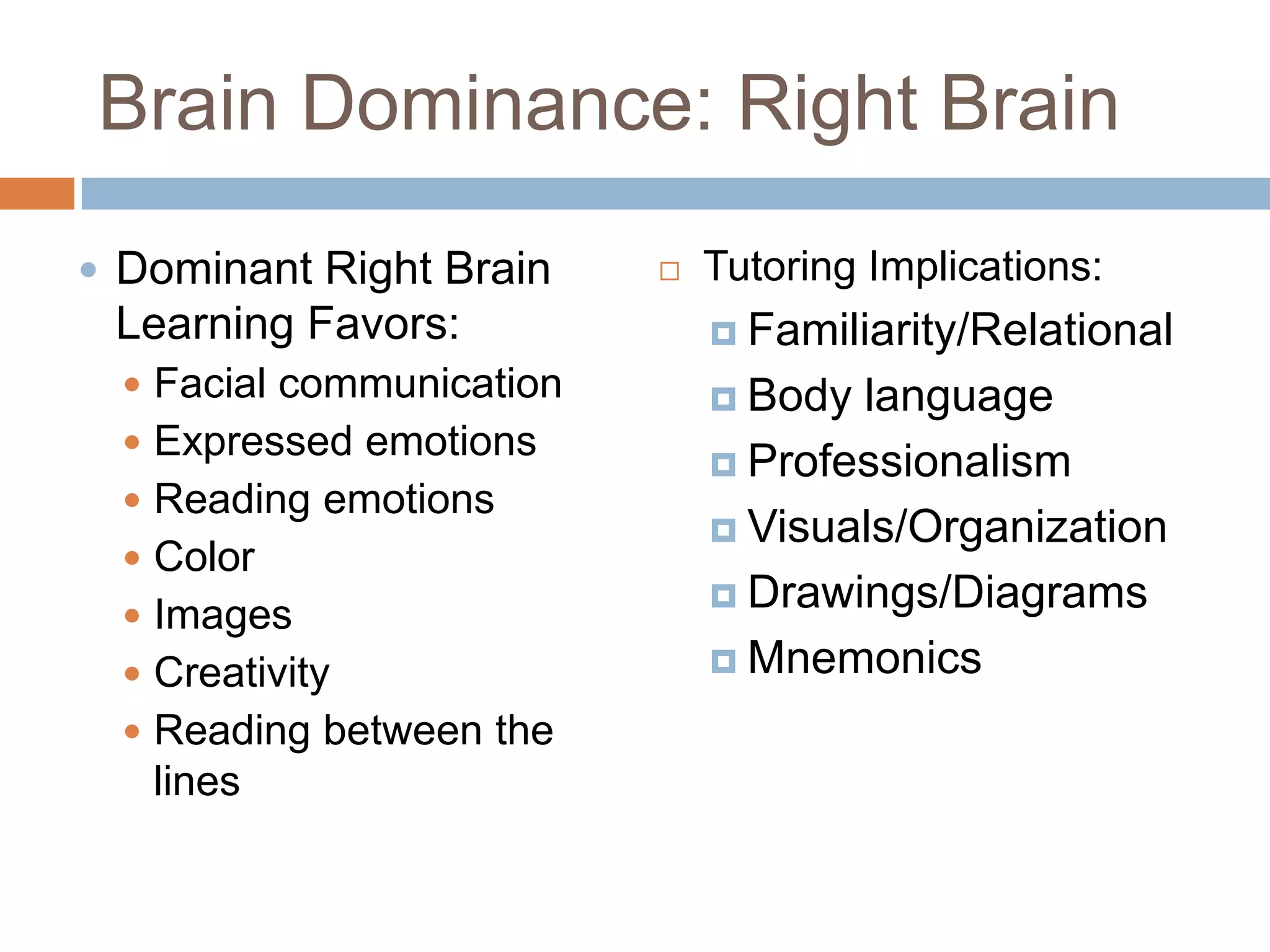 Brain Dominance Learning | PPTX