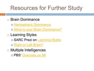 Brain Dominance Learning | PPTX