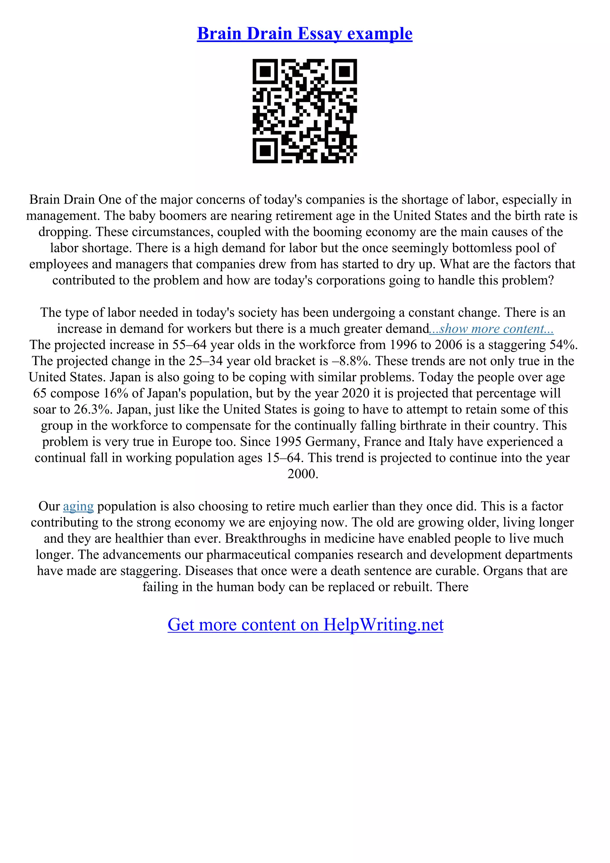 Brain Drain Essay | PDF