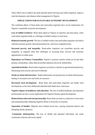 BRAIN DRAIN, RURAL-URBAN MIGRATION, AND THE IMPLICATIONS FOR SUSTAINABLE ECONOMIC DEVELOPMENT IN ...