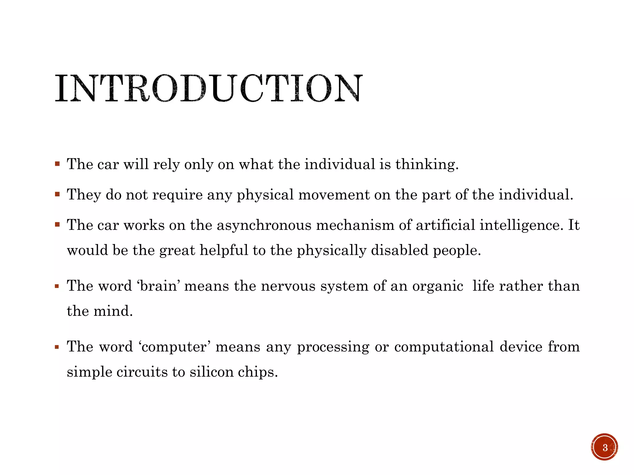 Brain Controlled car for disabled using AI | PPTX