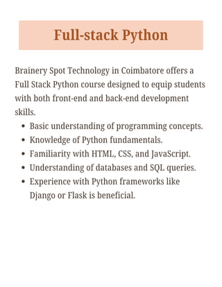 BEST SOFTWARE TRAINING INSTITUTE IN COIMBATORE | PDF