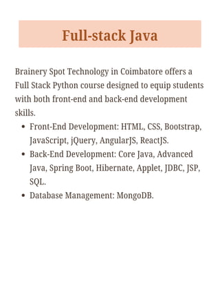 BEST SOFTWARE TRAINING INSTITUTE IN COIMBATORE | PDF