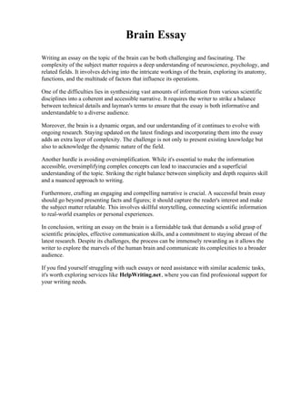 Brain Essay | PDF