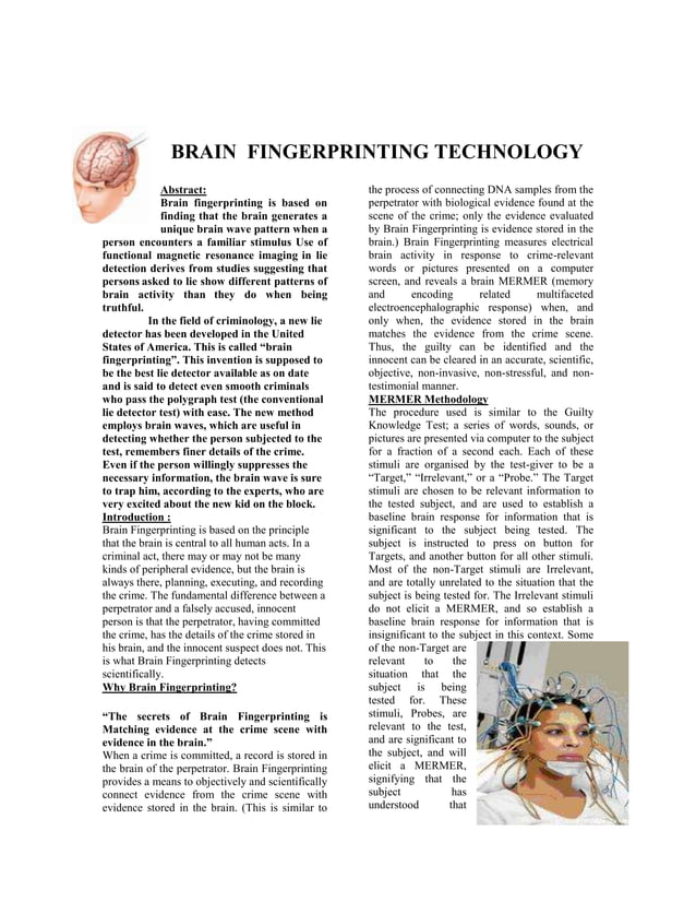 Brain fingerprinting technology final | PDF
