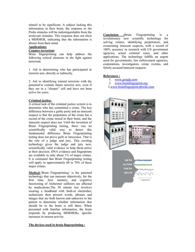 Brain fingerprinting technology final | PDF