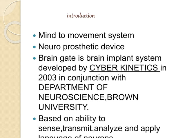 Brain gate- thoughts into actions | PPTX | Brain and Nervous System Disorders | Diseases and ...