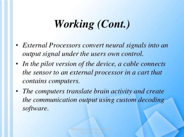 Braingate system | PPTX | Artificial Intelligence | Technology & Computing