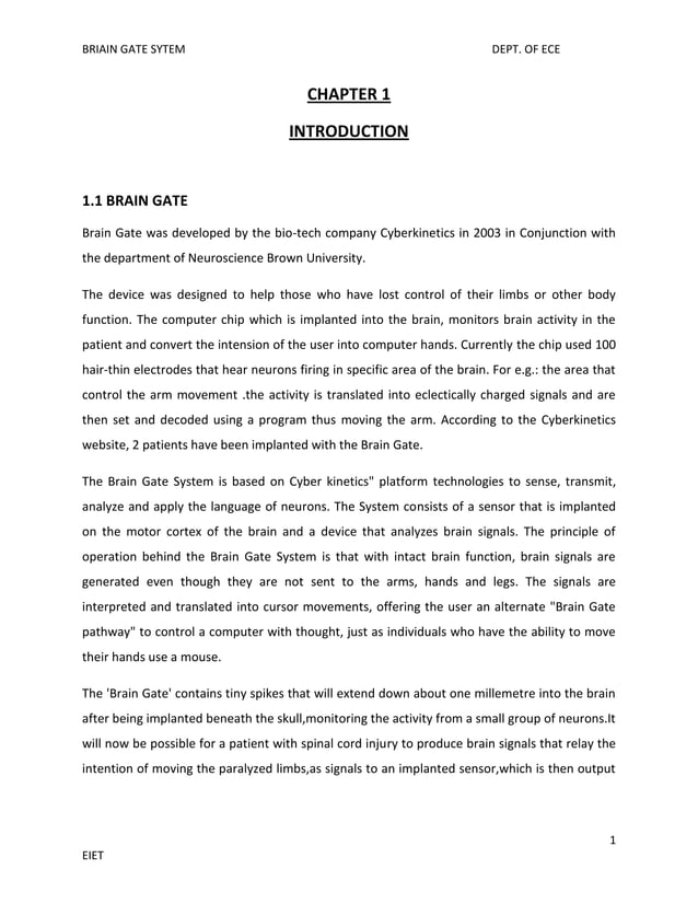 Brain gate system document | DOCX