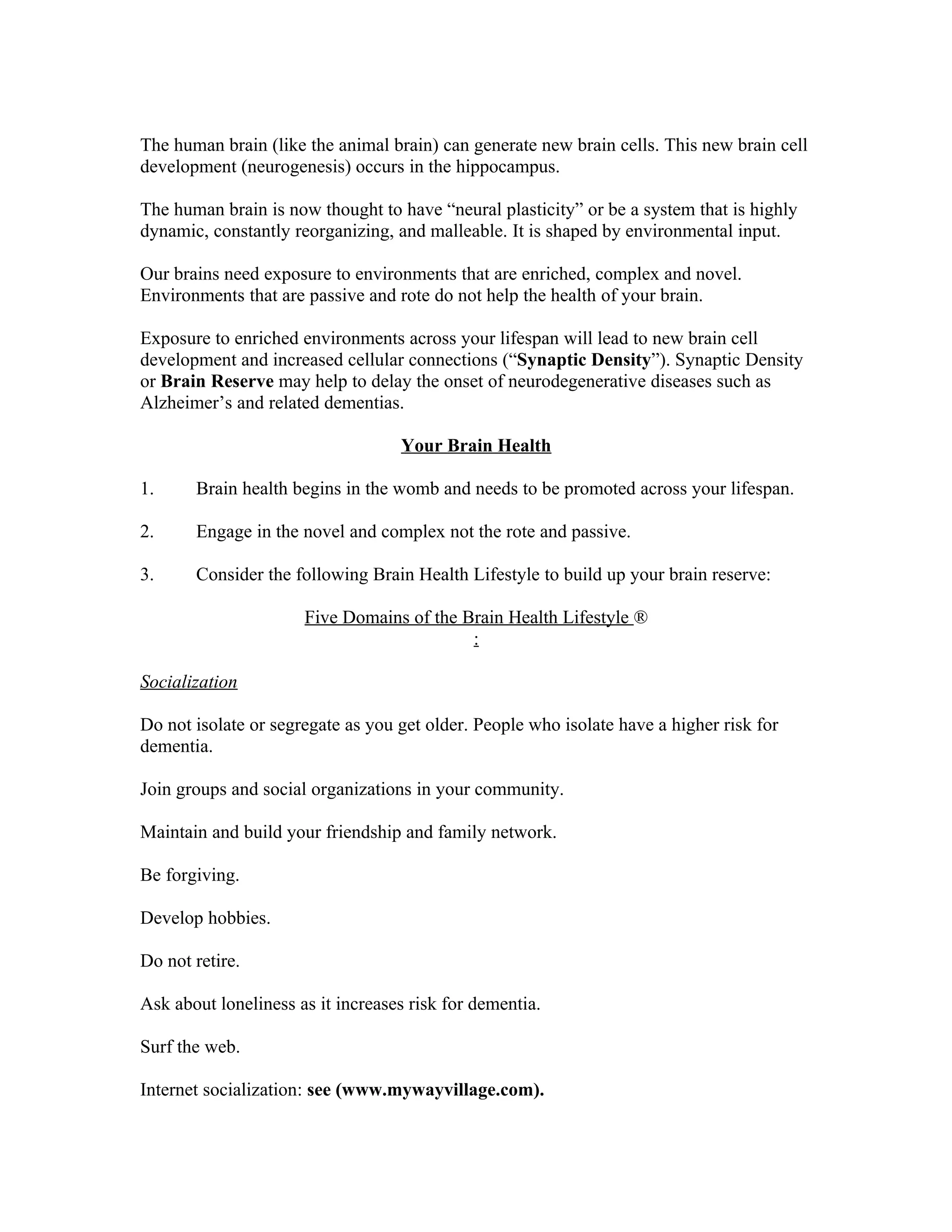 Nussbaum: Brain Health Lifestyle handout | DOC