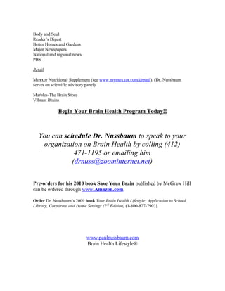 Nussbaum: Brain Health Lifestyle handout | DOC