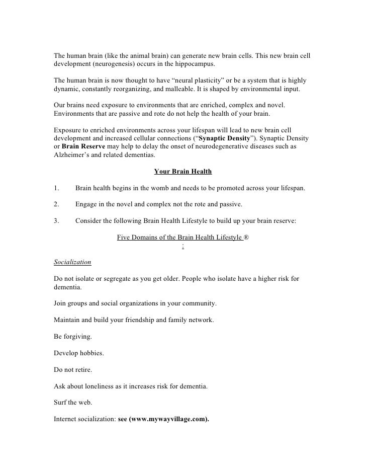 Nussbaum: Brain Health Lifestyle handout