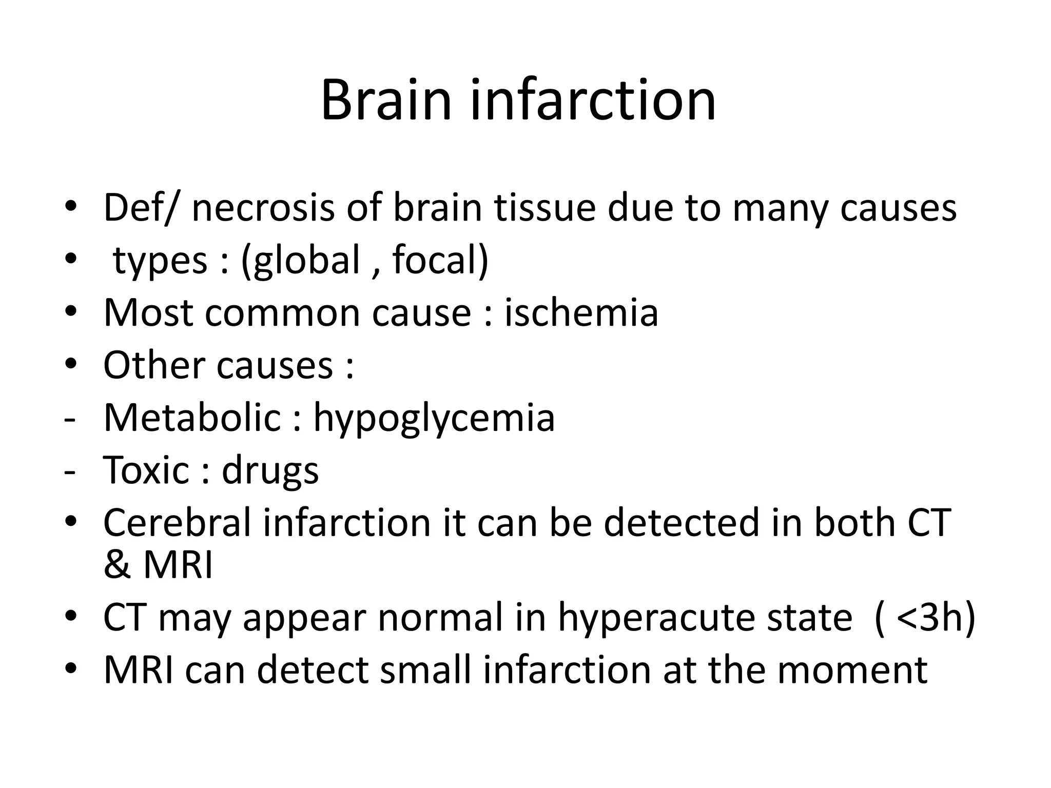Radiology of Brain hemorrhage vs infarction | PPTX