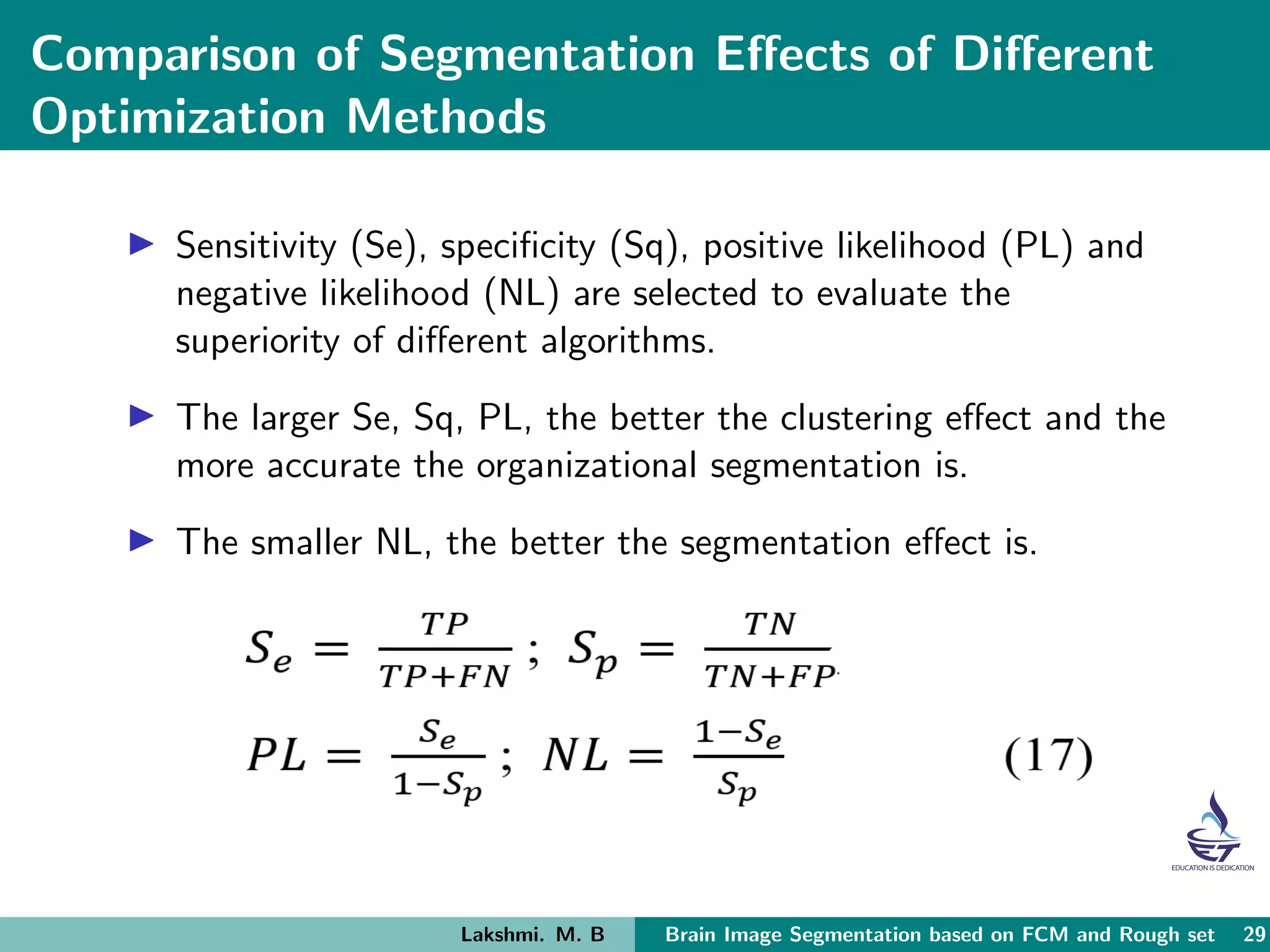 Brain Image Segmentation Based On Fcm Clustering Algorithm And Rough Set Ppt