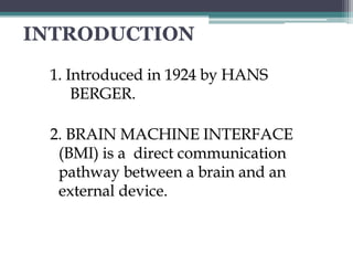 Brain machine interface | PPT