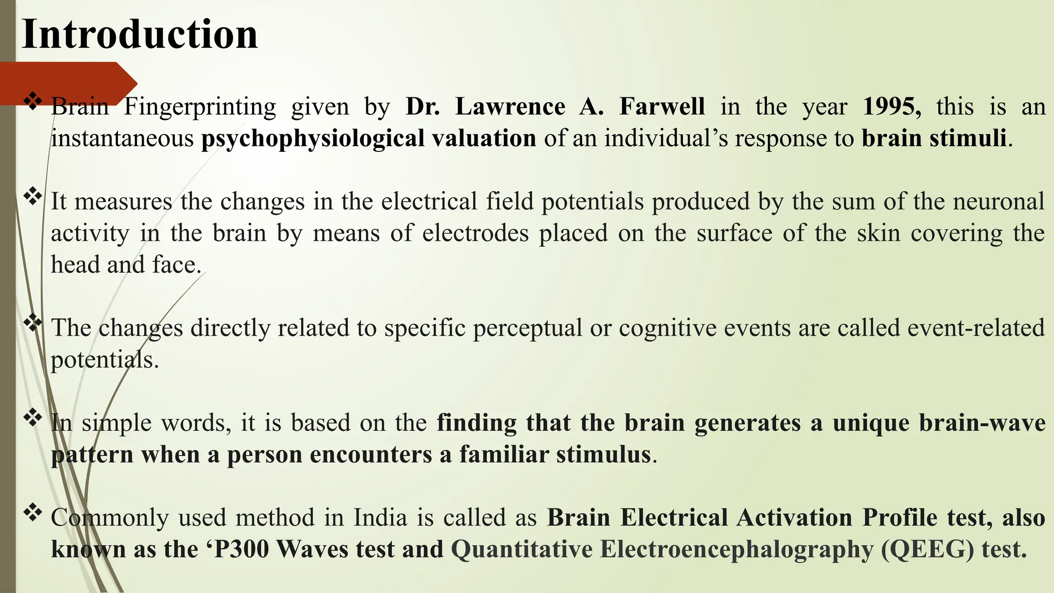 Brain Mapping Test; A psychology and Forensic Perspective | PPTX