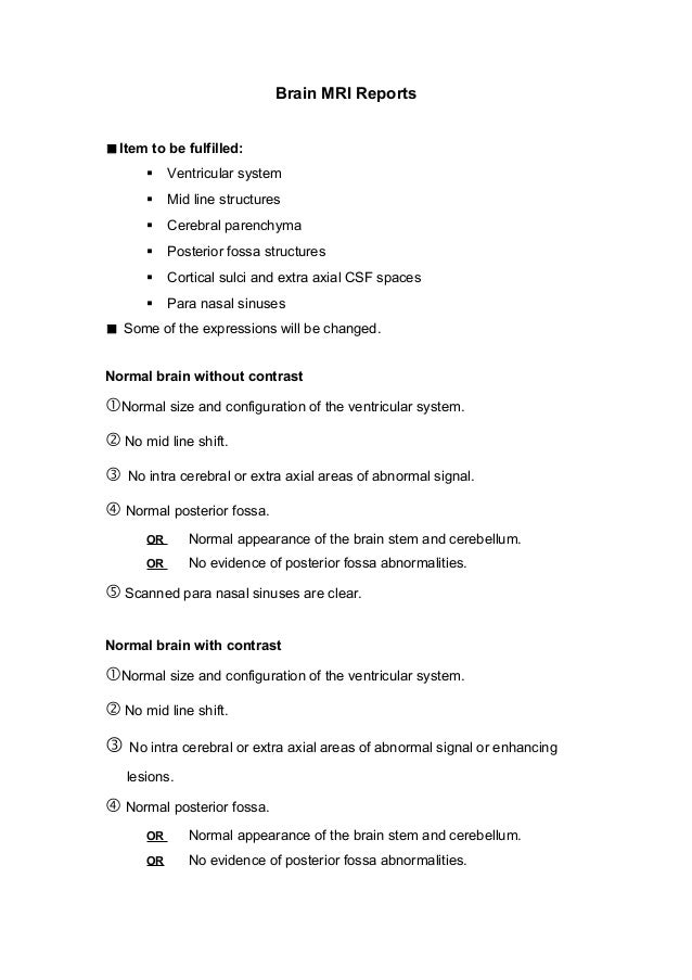 Brain mri reports