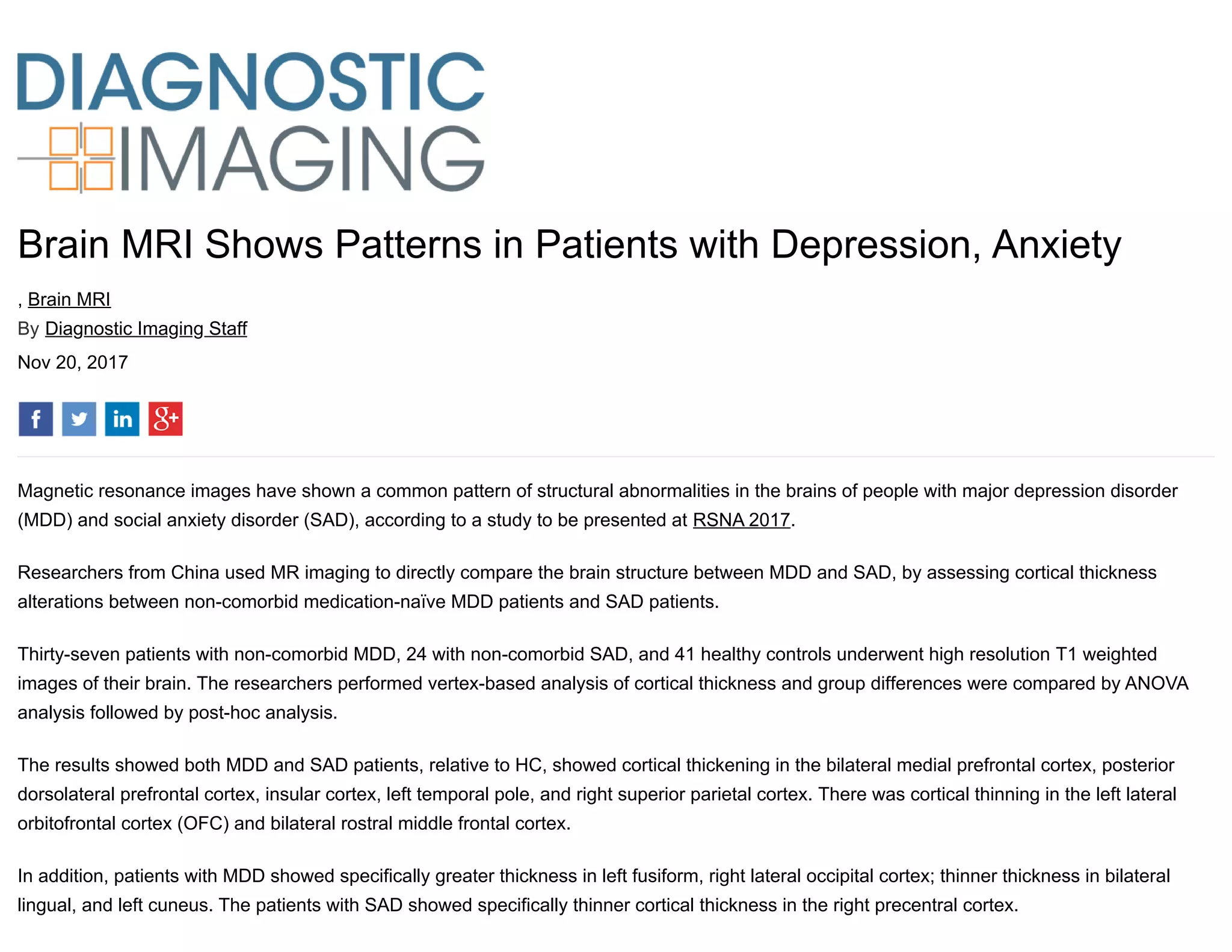 Brain mri shows patterns in patients with depression | PDF