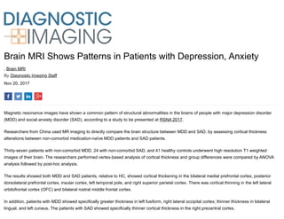 Brain mri shows patterns in patients with depression | PDF