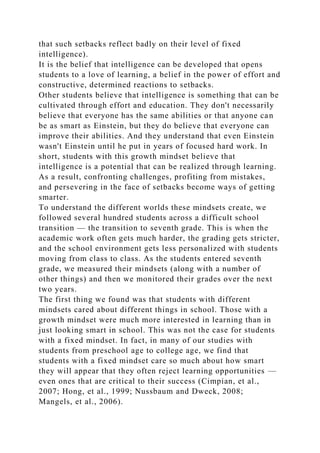 Brainology Transforming Students’ Motivation to LearnBy Carol S.docx