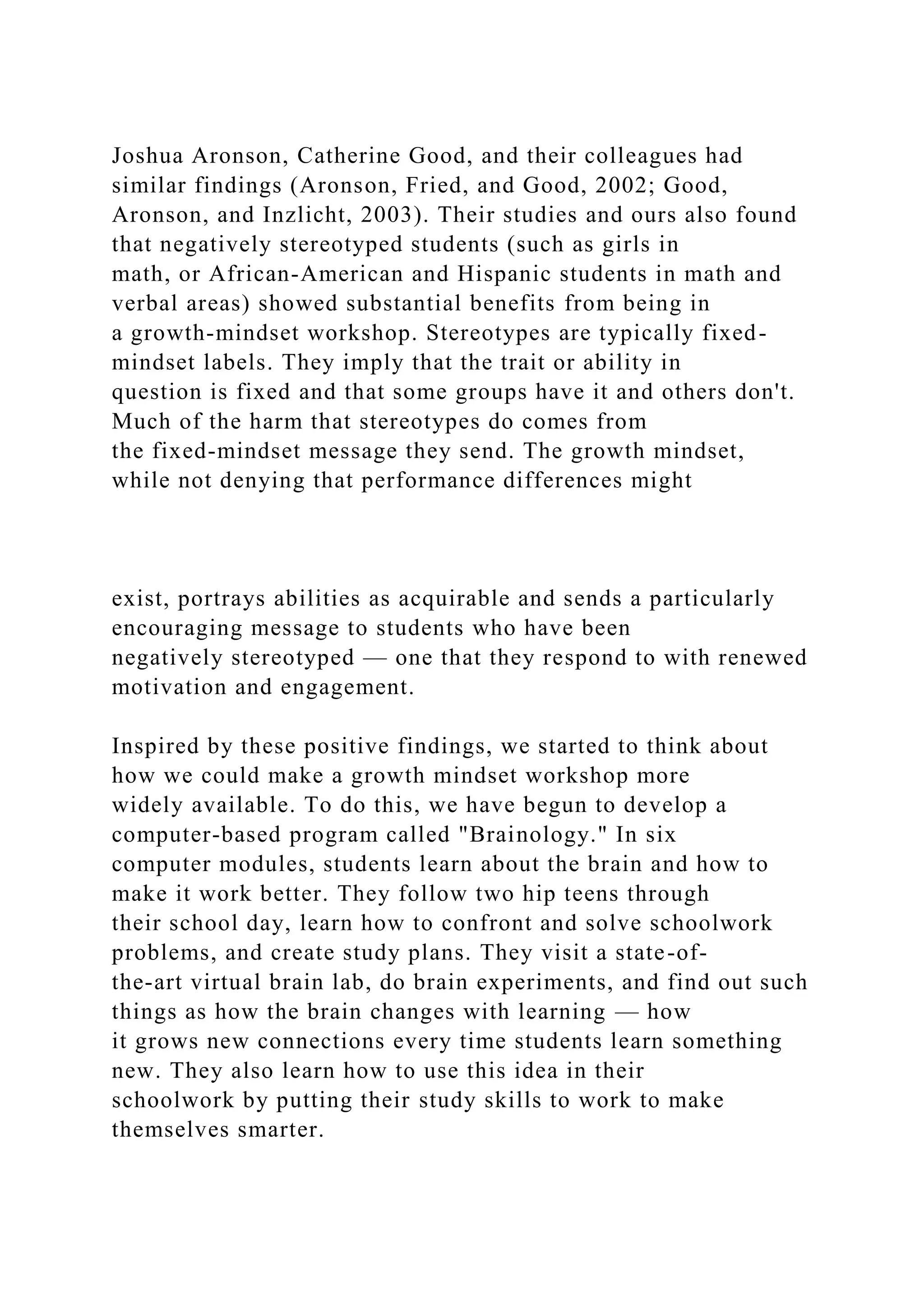 Brainology Transforming Students’ Motivation to Learn Ca.docx