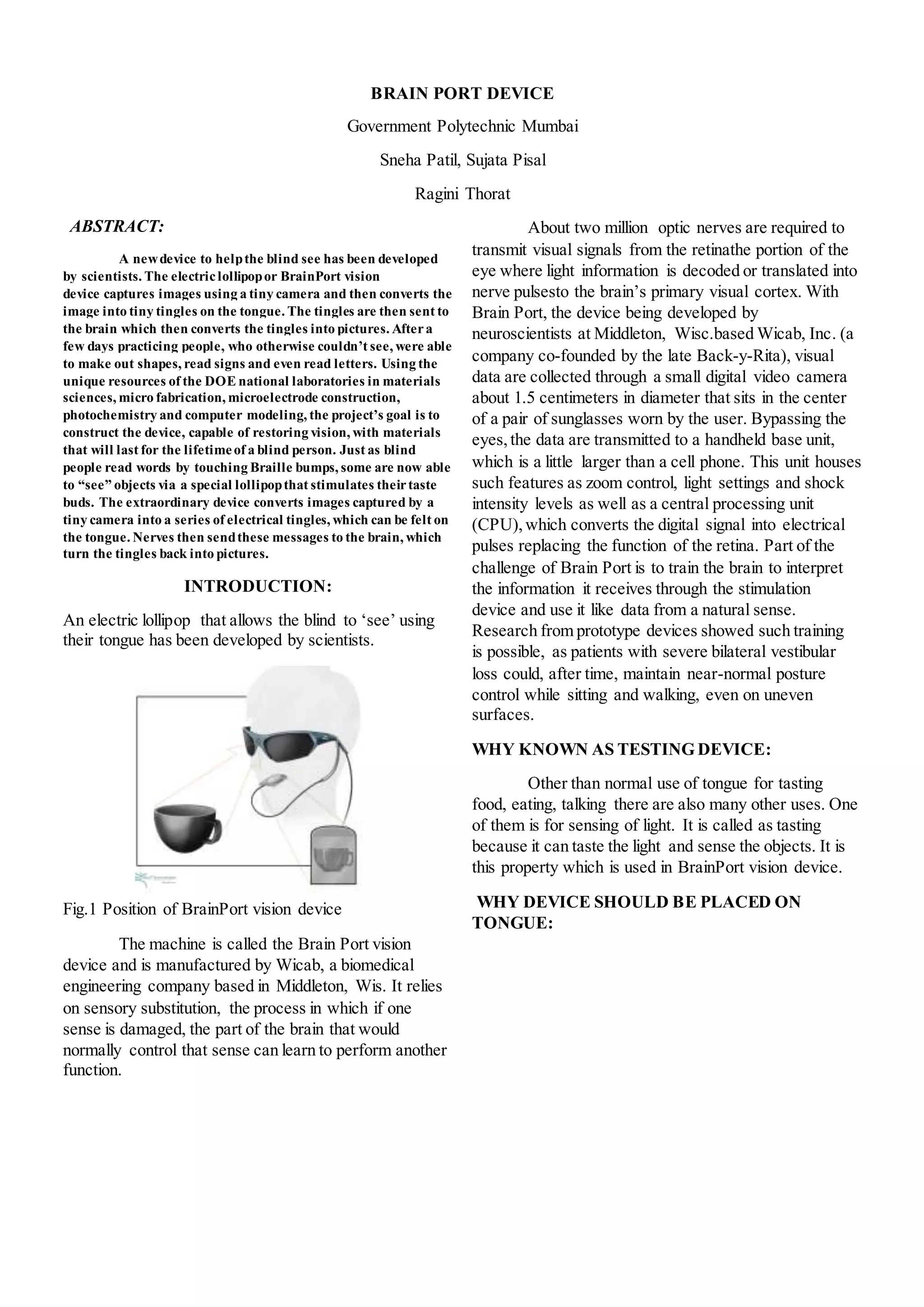 Brain port device | DOCX