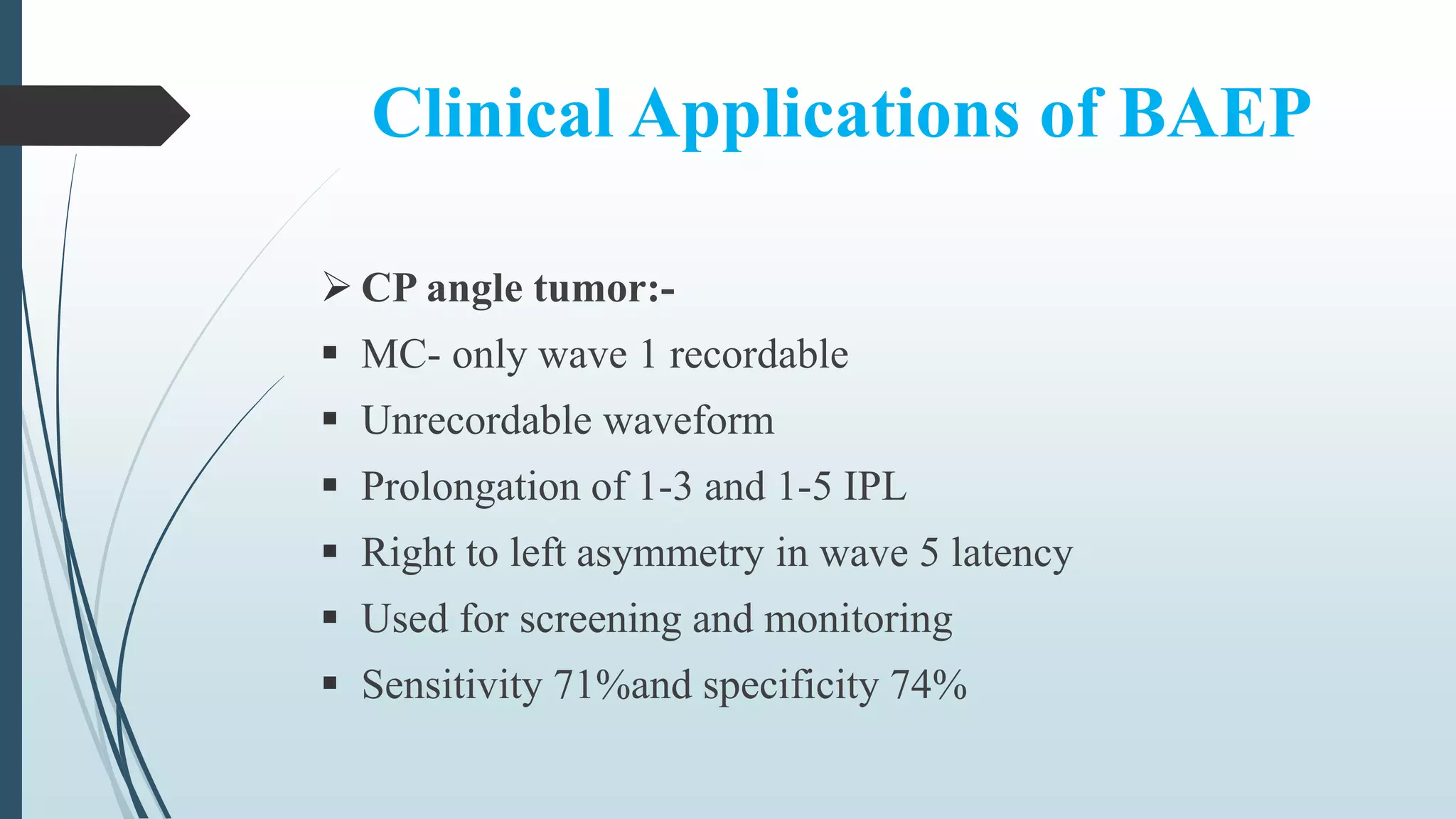 Brainstem auditory evoked potentials (baep) | PPTX
