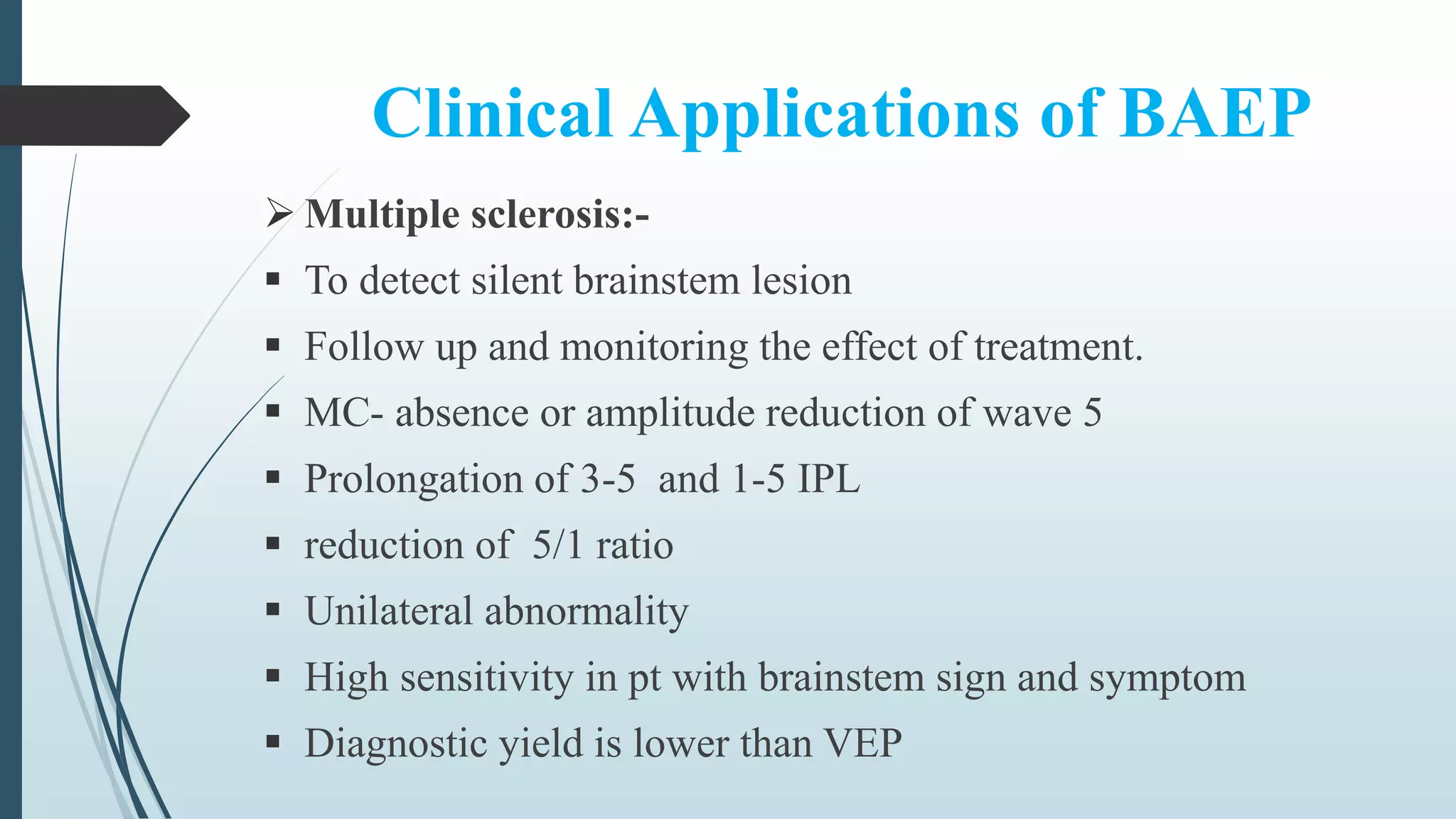 Brainstem auditory evoked potentials (baep) | PPTX