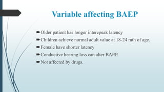 Brainstem auditory evoked potentials (baep) | PPTX
