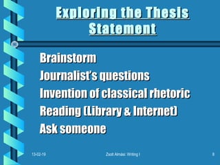 Brainstorm and Thesis Statement | PPT