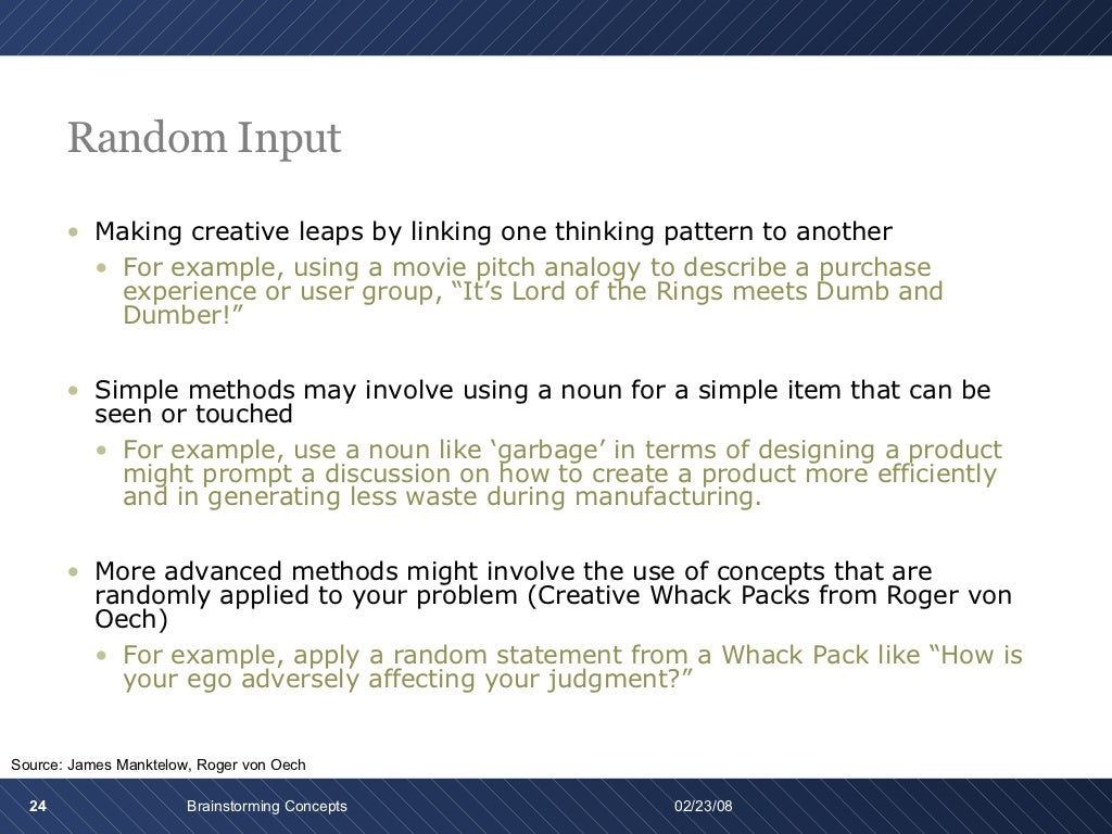 Random Input Making creative leaps