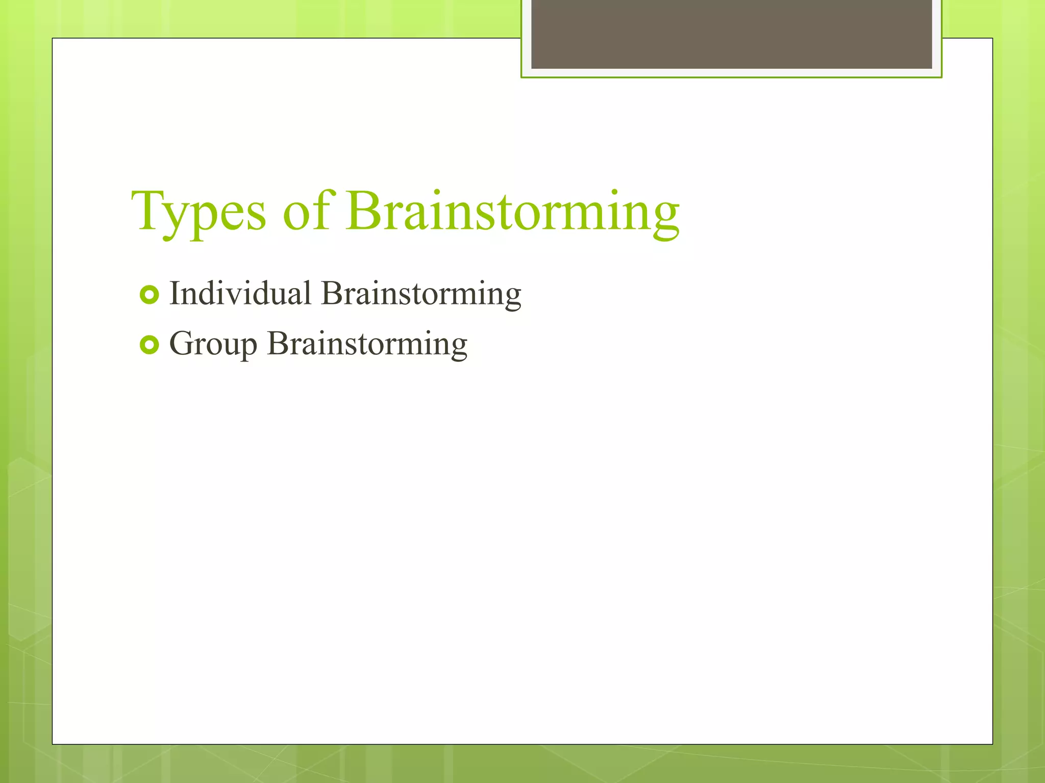 creative thinking tool:Brainstorming | PPT