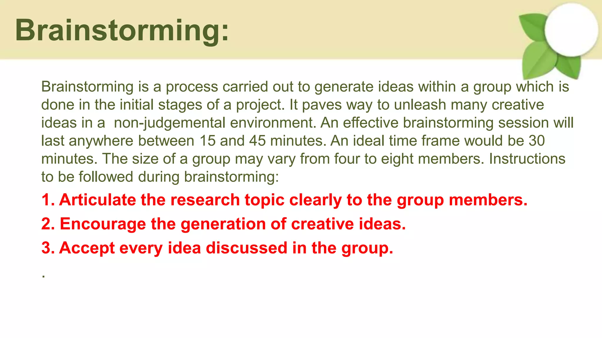 Brainstorming and Mindmapping | PPTX