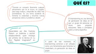 Brainstorming tecnica para mejorar la creatividad | PPTX