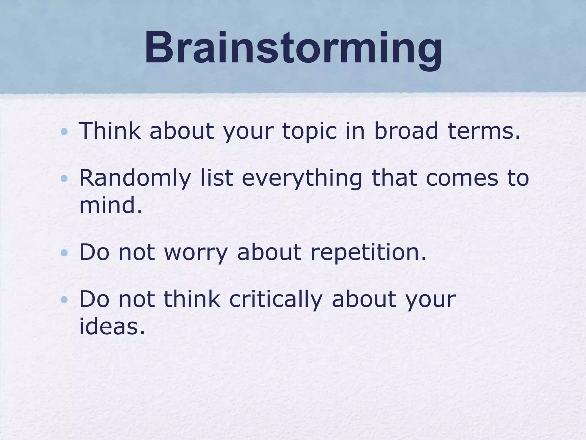 Brainstorming and outlining | PPTX