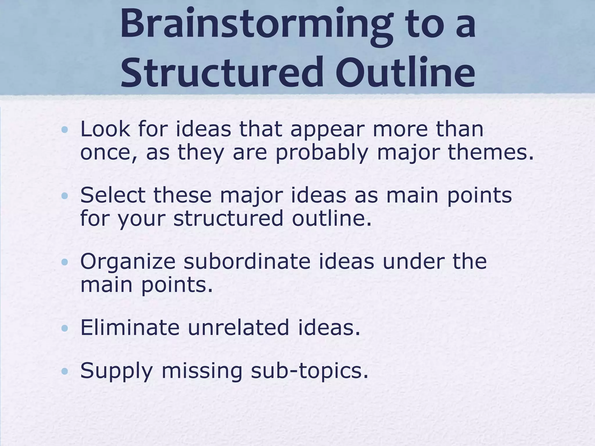 Brainstorming and outlining | PPTX